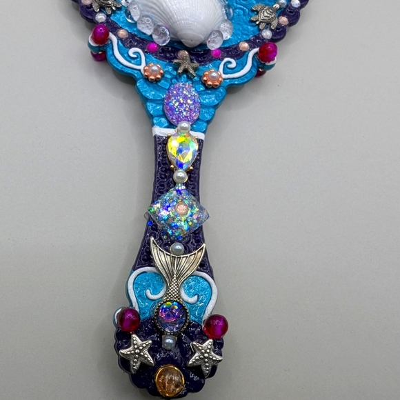 Makeup | Handmade Barbie Bedazzled Mermaid Hand Mirror | Poshmark